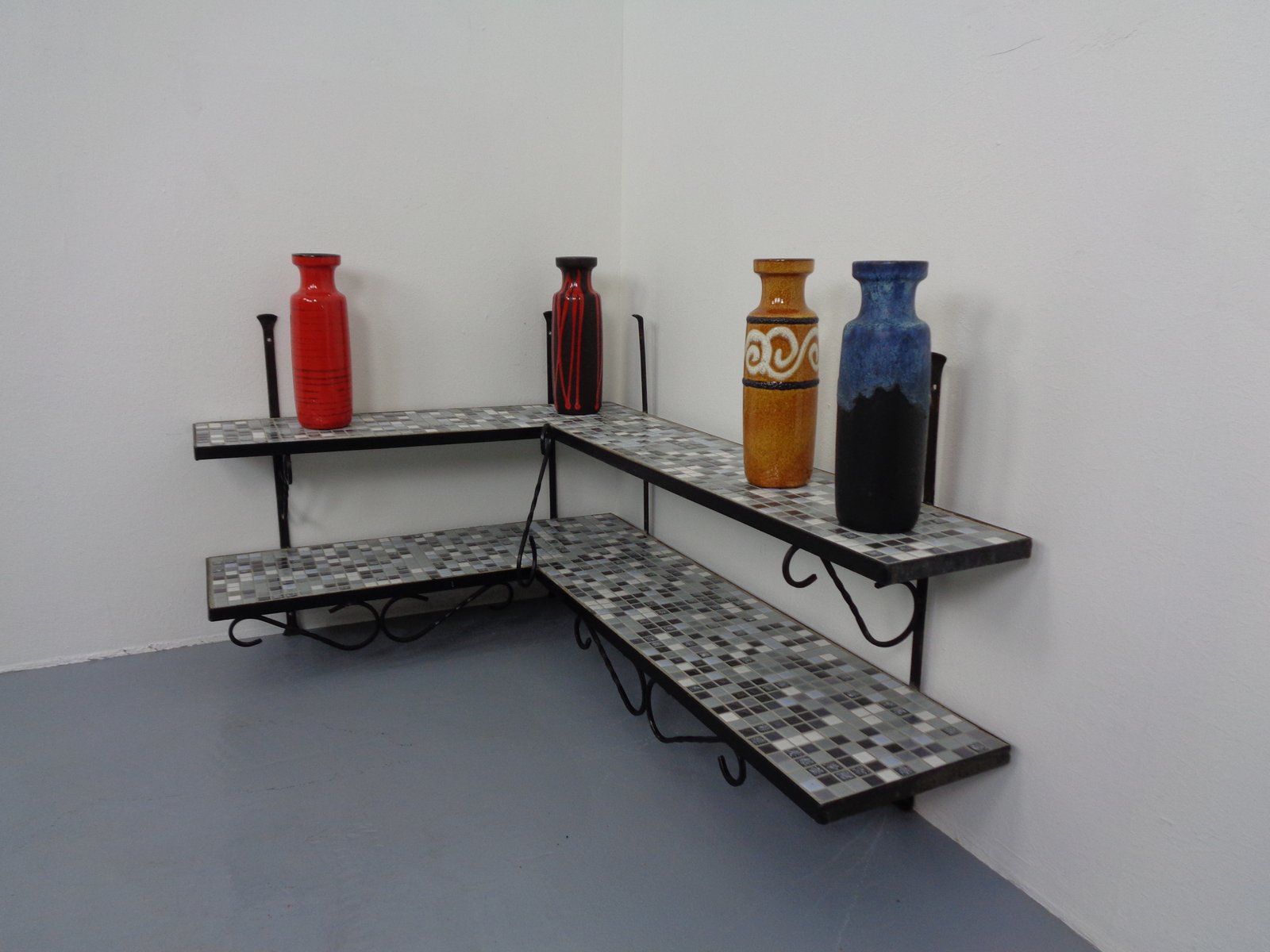 Large German Iron & Mosaic Ceramic Flower Bench, 1960s for sale at Pamono