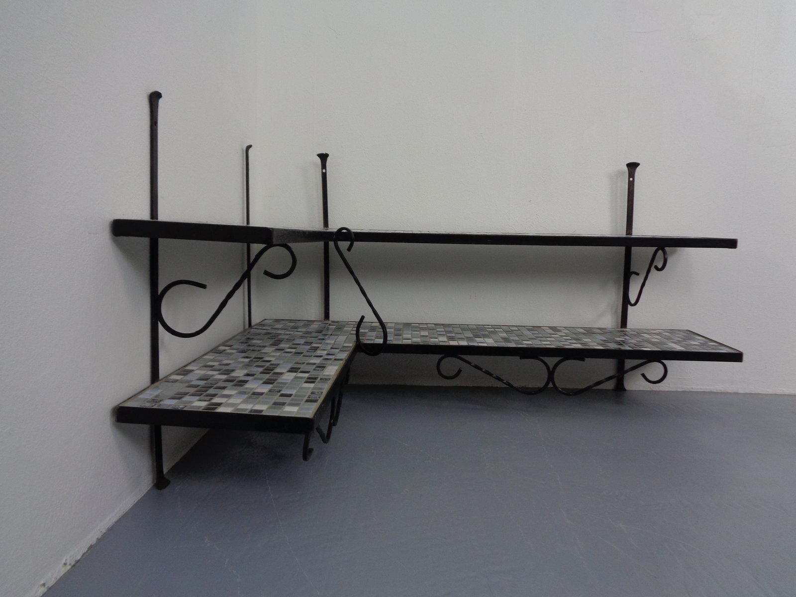 Large German Iron & Mosaic Ceramic Flower Bench, 1960s for sale at Pamono