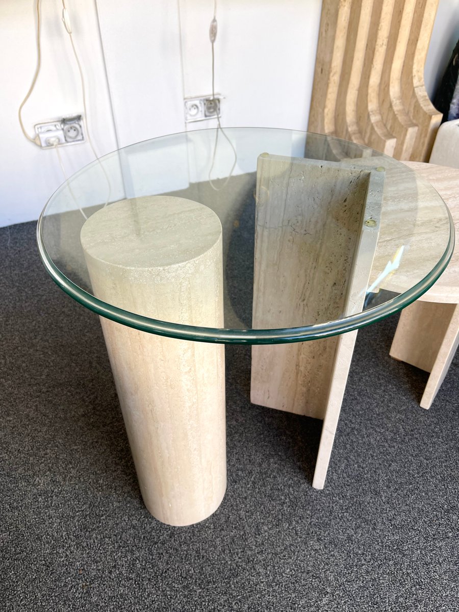 Mid-Century Modern Italian Sculpture Gueridon Table in Travertine by ...