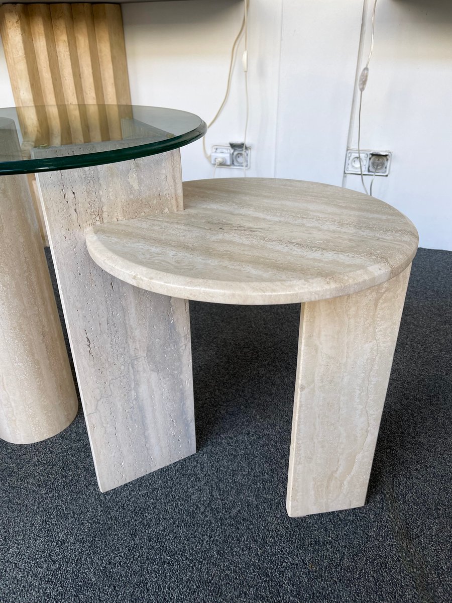 Mid-Century Modern Italian Sculpture Gueridon Table in Travertine by ...