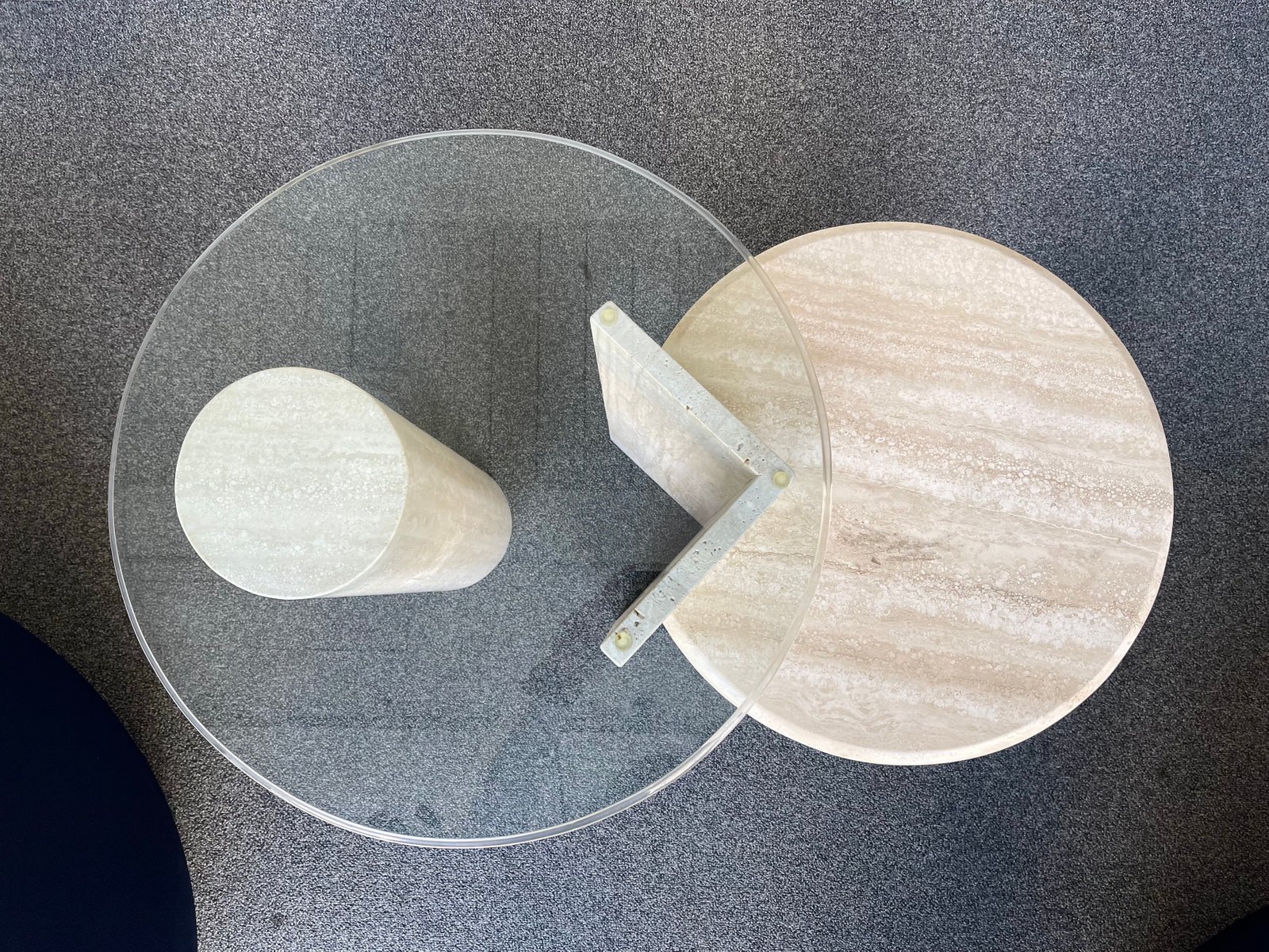 Mid-Century Modern Italian Sculpture Gueridon Table in Travertine by ...