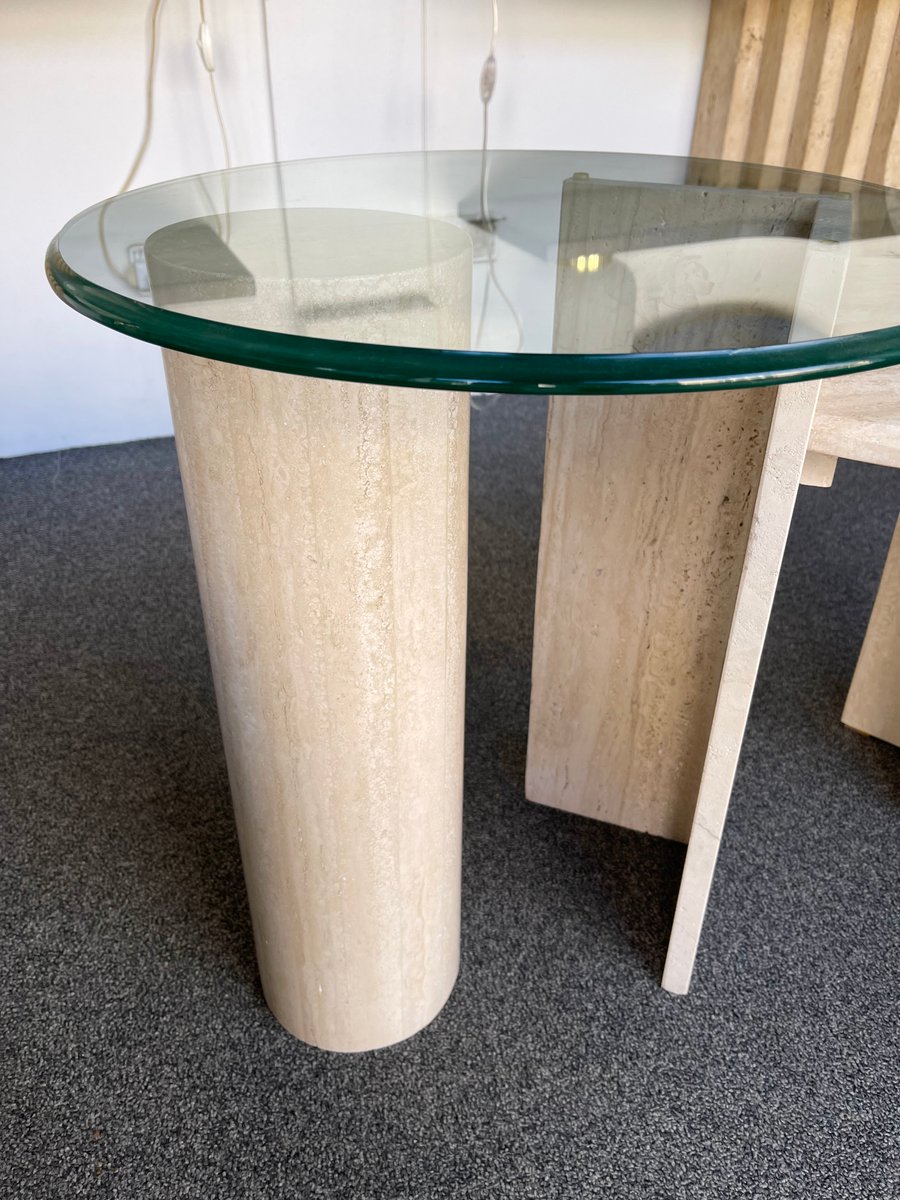 Mid-Century Modern Italian Sculpture Gueridon Table in Travertine by ...