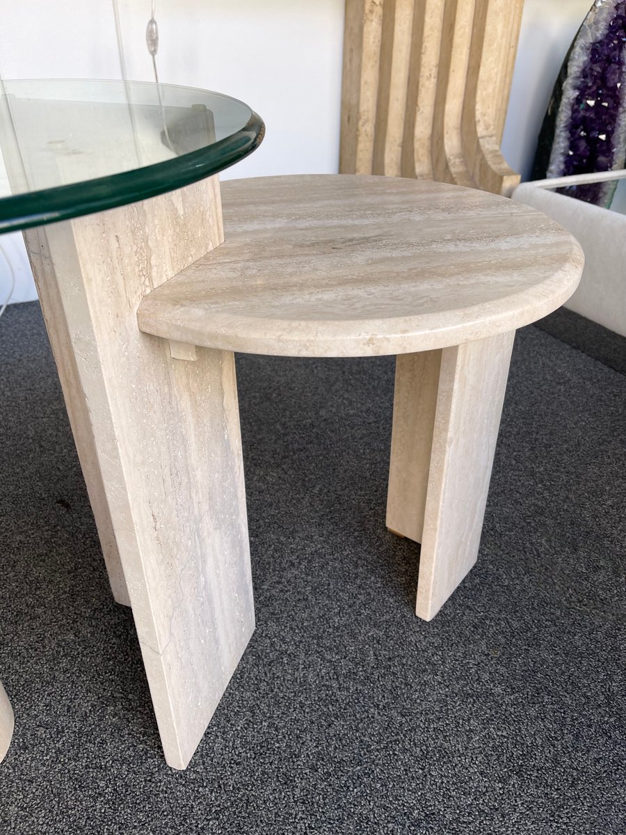 Mid-Century Modern Italian Sculpture Gueridon Table in Travertine by ...