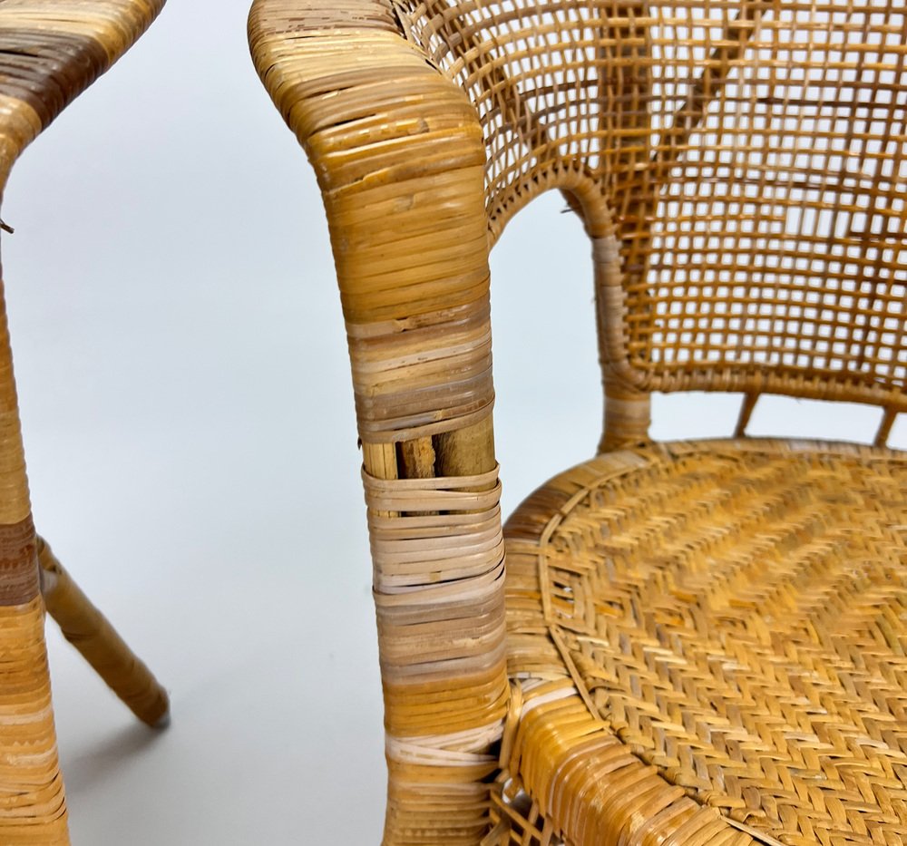 Set of Mid-Century Rattan Easy Chairs, 1960s for sale at Pamono