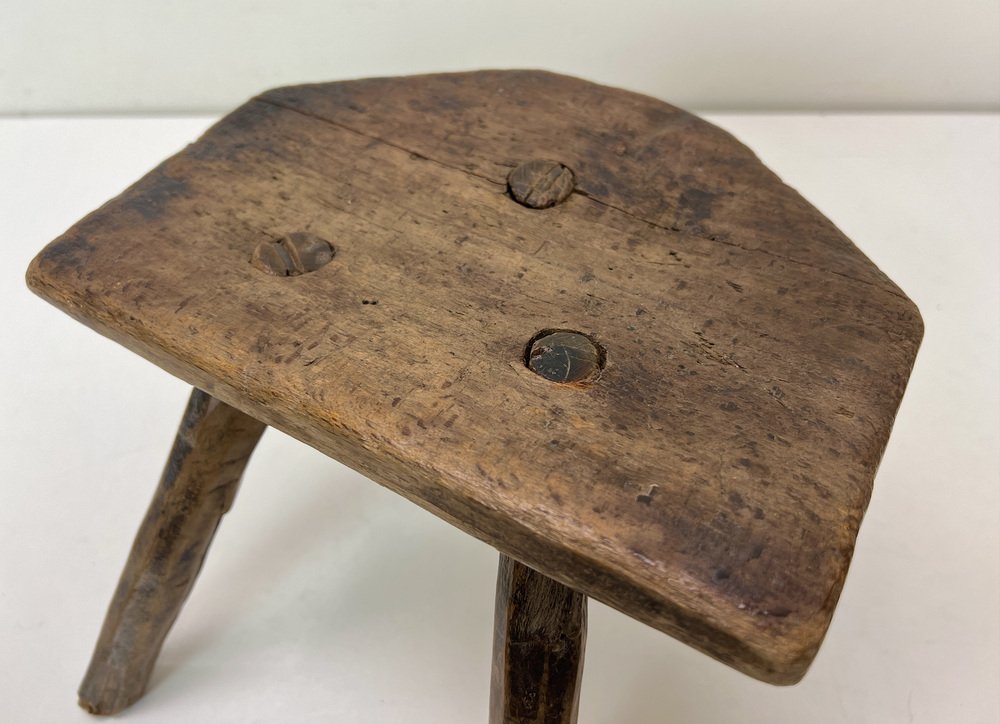 Antique Rustic Farm Milking Stool, 1900s for sale at Pamono