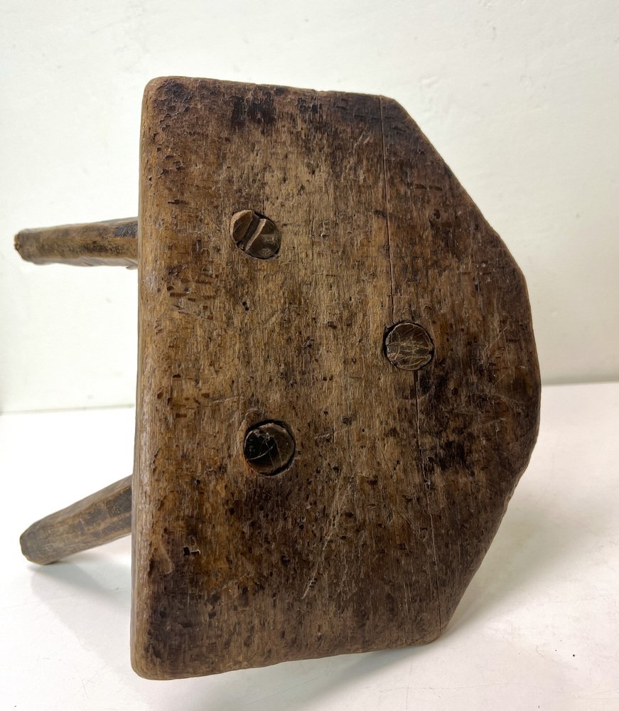 Antique Rustic Farm Milking Stool, 1900s for sale at Pamono
