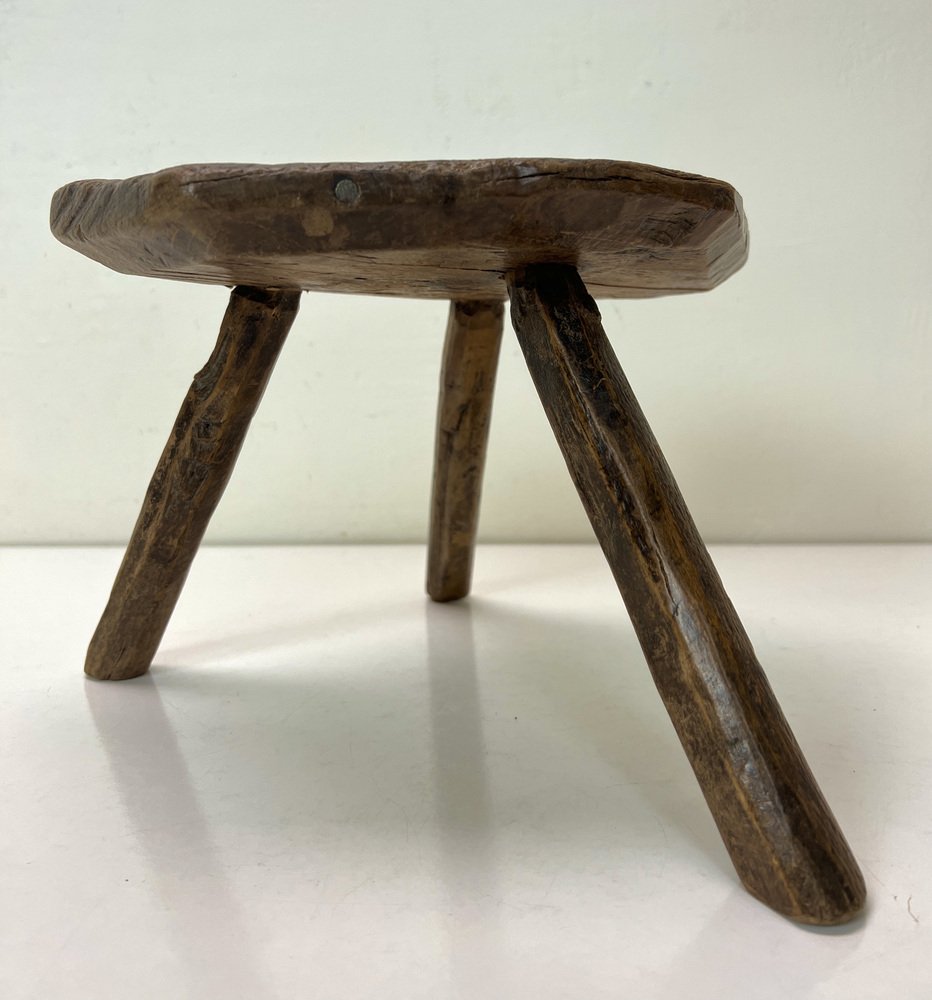 Antique Rustic Farm Milking Stool, 1900s for sale at Pamono
