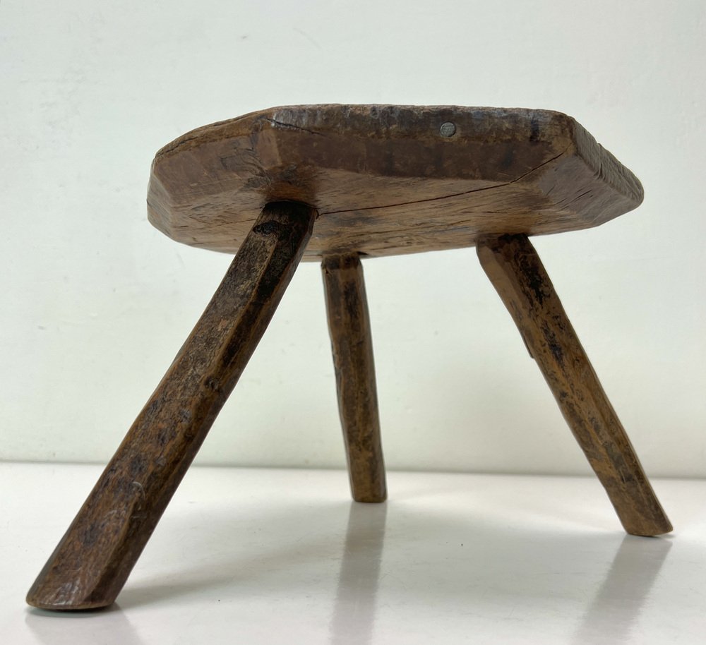 Antique Rustic Farm Milking Stool, 1900s for sale at Pamono