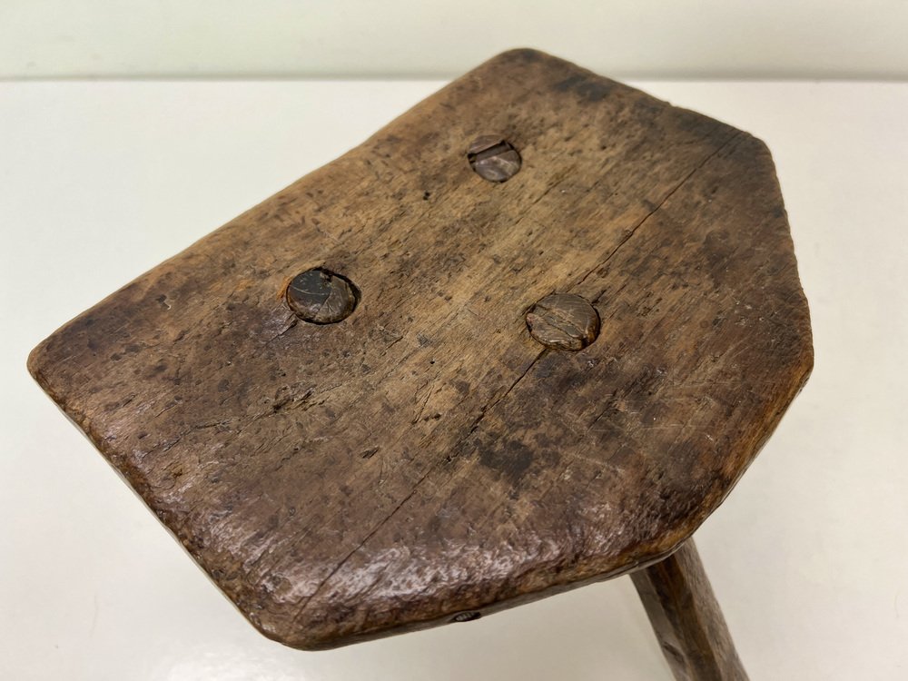 Antique Rustic Farm Milking Stool, 1900s for sale at Pamono
