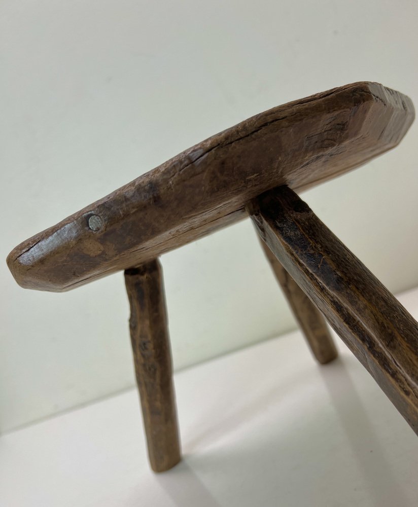 Antique Rustic Farm Milking Stool, 1900s for sale at Pamono