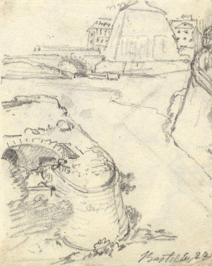 George Arnald ARA, Bastille Ruins, Paris, 1818, Original Graphite ...