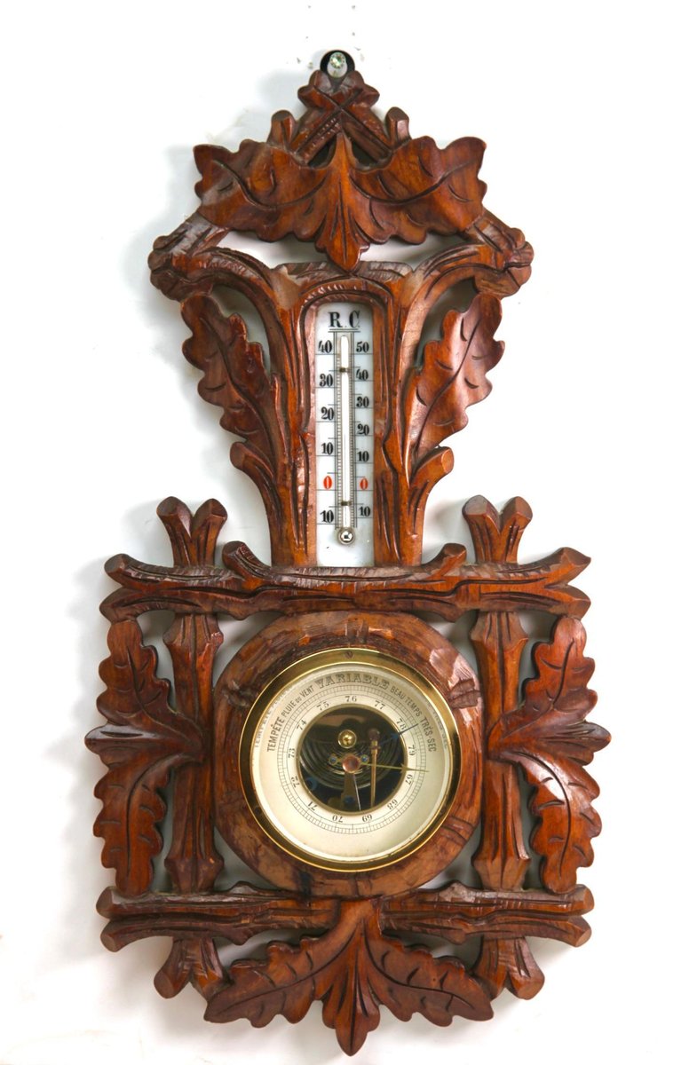 Französisches Modell 9432 Barometer mit Thermometer aus geschnitztem ...