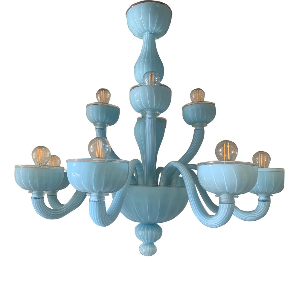 Matte Light-Blue Murano Style Glass Chandelier from Simoeng for sale at ...
