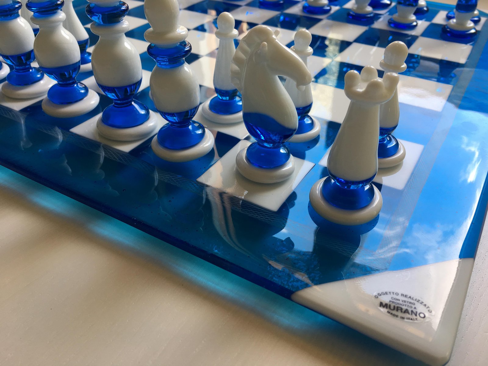 Handmade Italian Murano Art Glass Chess Board, Italian Glass from ...