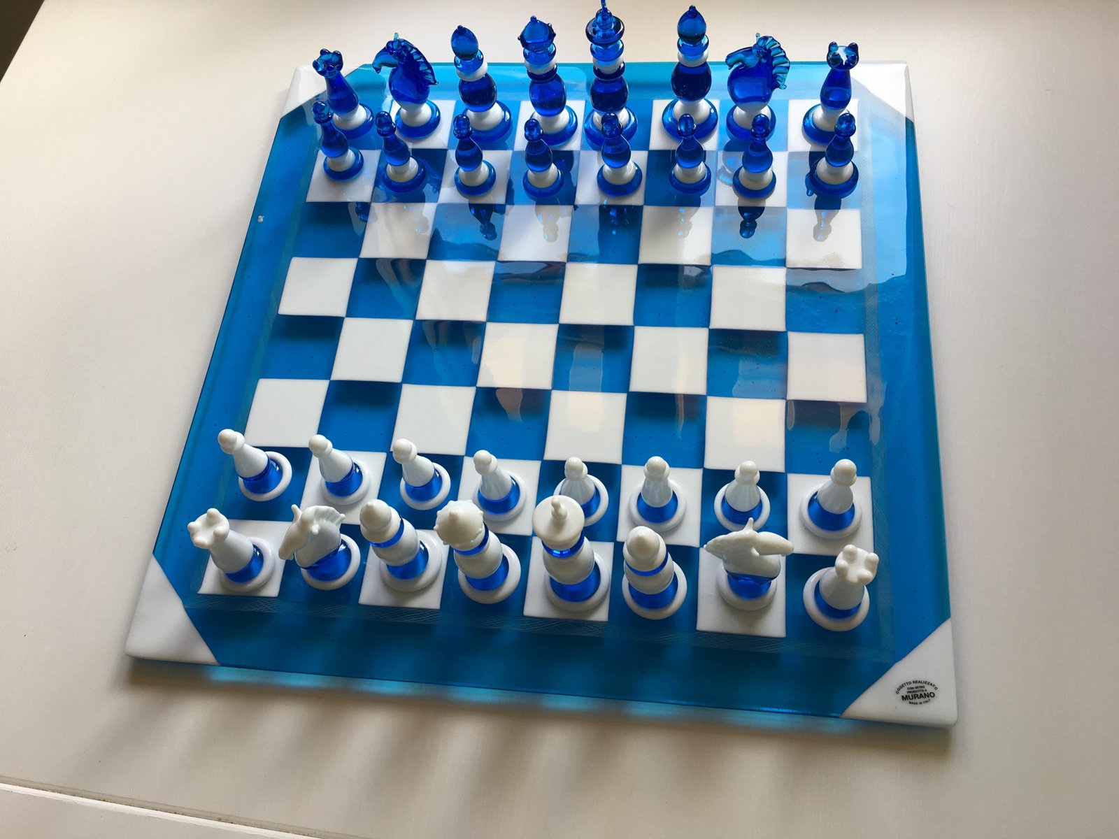 Handmade Italian Murano Art Glass Chess Board, Italian Glass from ...