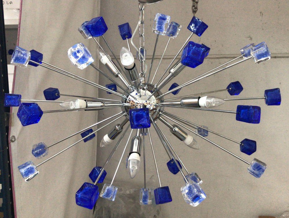 Italian Handmade Blue Murano Glass Sputnik Chandelier from Simoeng for ...