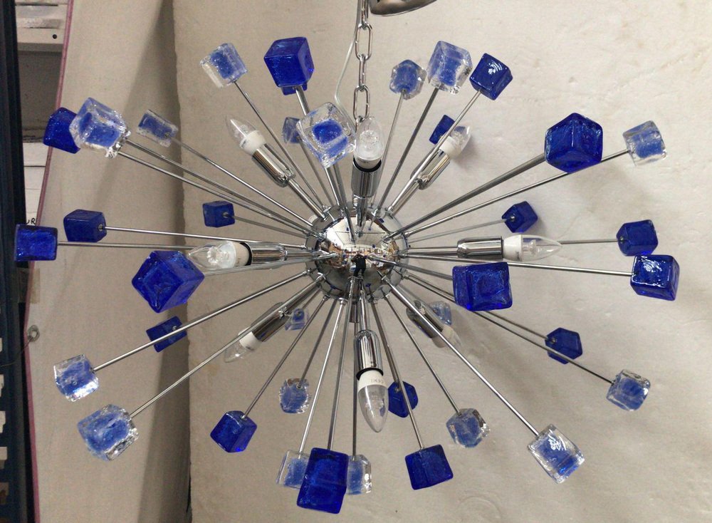 Italian Handmade Blue Murano Glass Sputnik Chandelier from Simoeng for ...