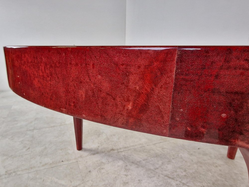 Italian Red Lacquered Parchment Dining Table attributed to Aldo Tura ...