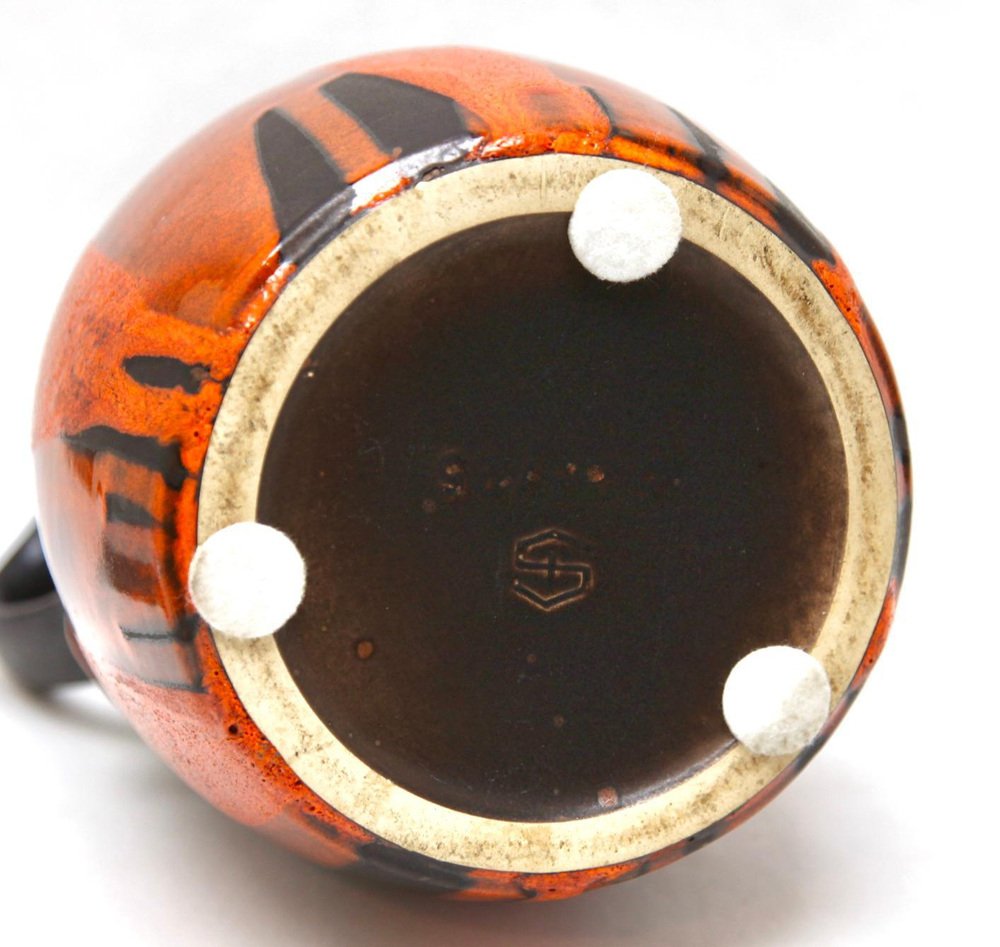 Hand-Decorated and Glazed Fat Lava Pitcher from Steuler, West Germany ...