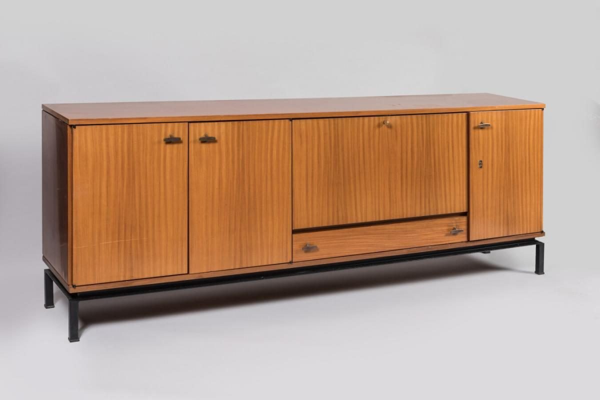 Teak Sideboard attributed to Marcel Gascoin for sale at Pamono