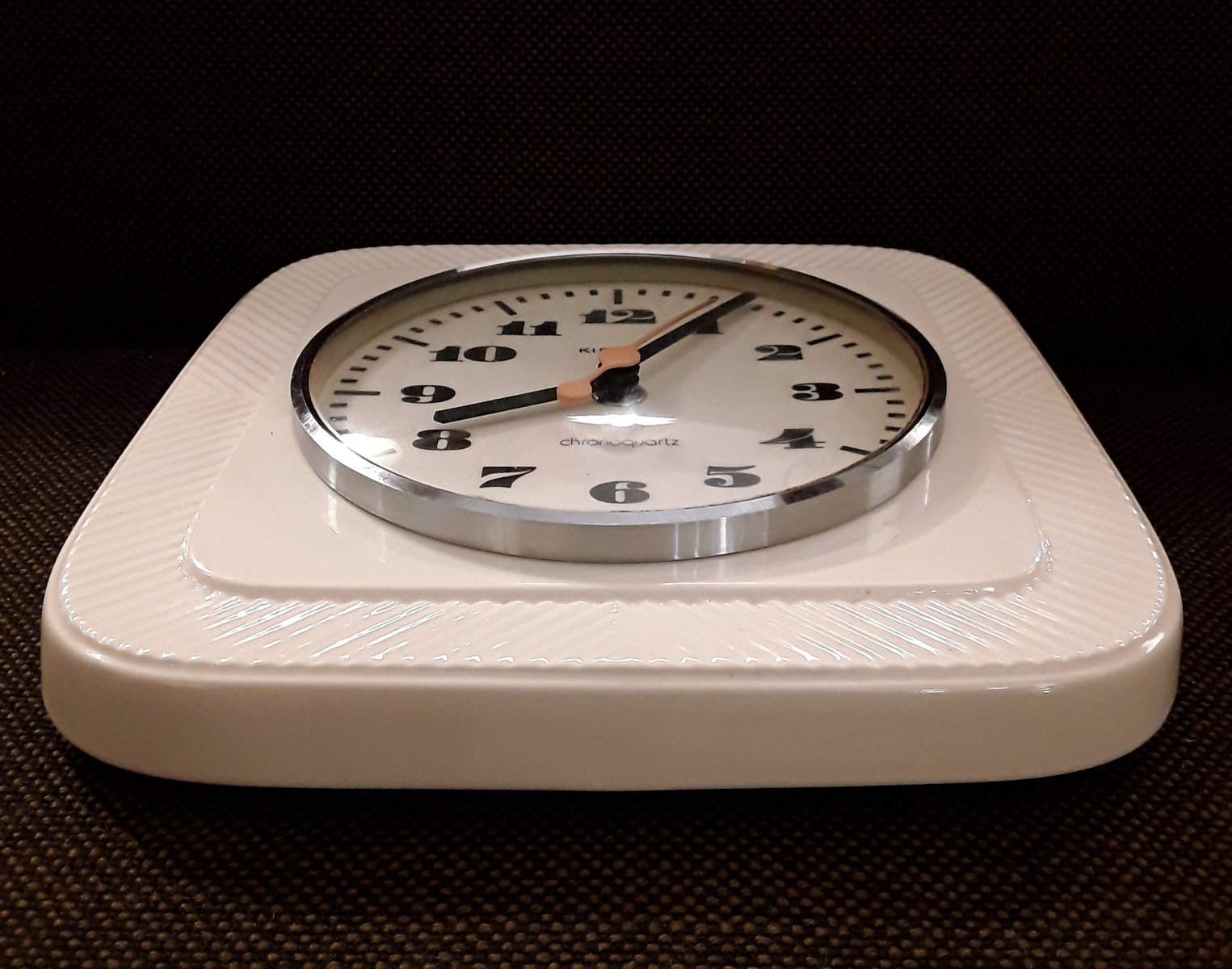 Vintage German Wall Clock in Ceramic, Chromed Metal Ring & Glass from ...