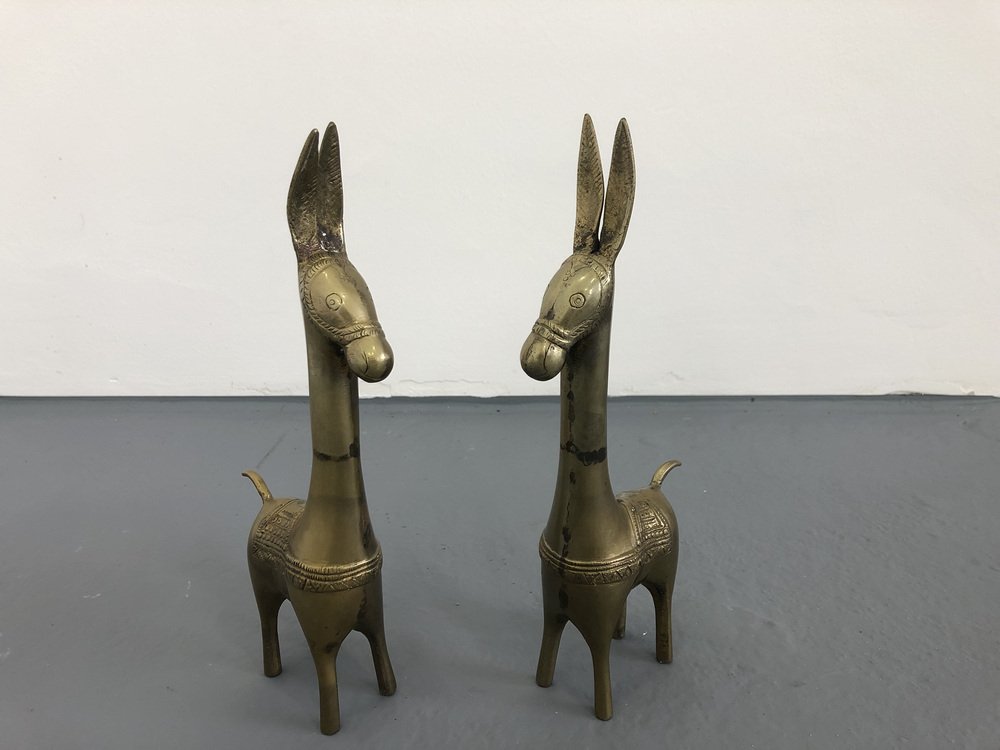 Large Brass Donkey Statues, 1950s, Set of 2 for sale at Pamono