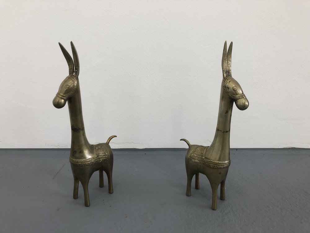 Large Brass Donkey Statues, 1950s, Set of 2 for sale at Pamono