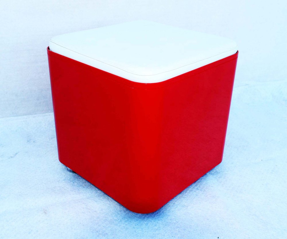 Italian Cube Pouf with Dime Model Cushion by Marcello Siard for Longato ...