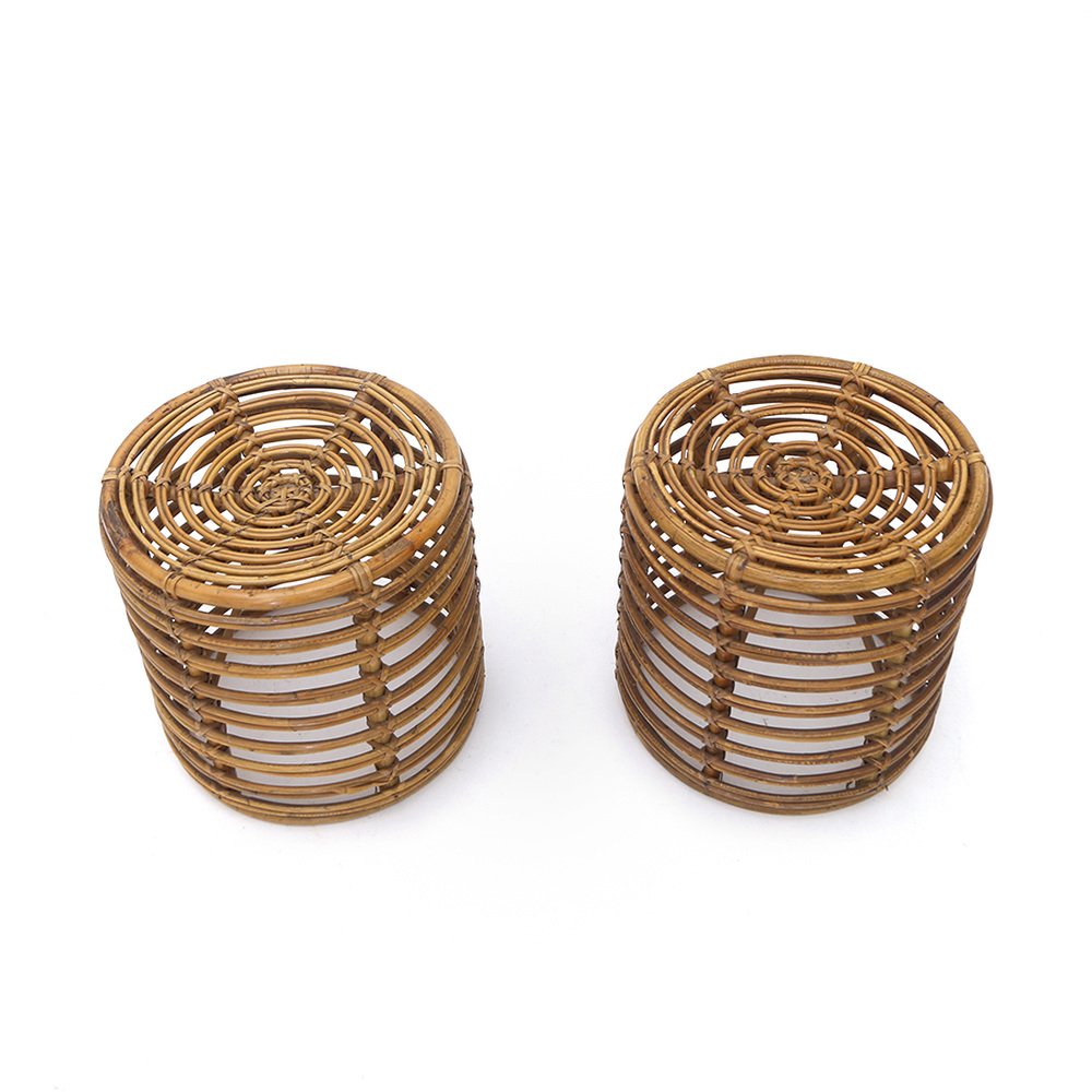 Rattan Stools by Castano, 1950s , Set of 2 for sale at Pamono