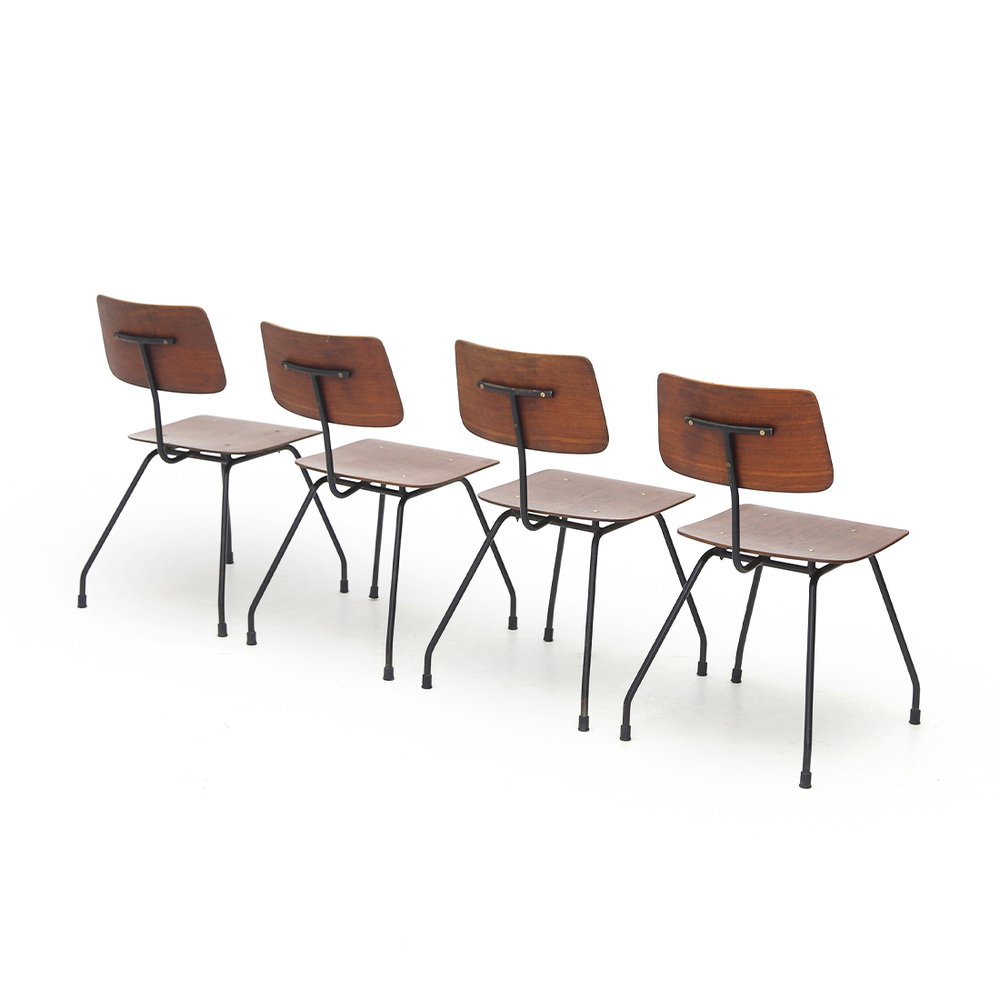 Geschwungener Stuhl aus Schichtholz & Metall, 1950er, 4er Set bei ...