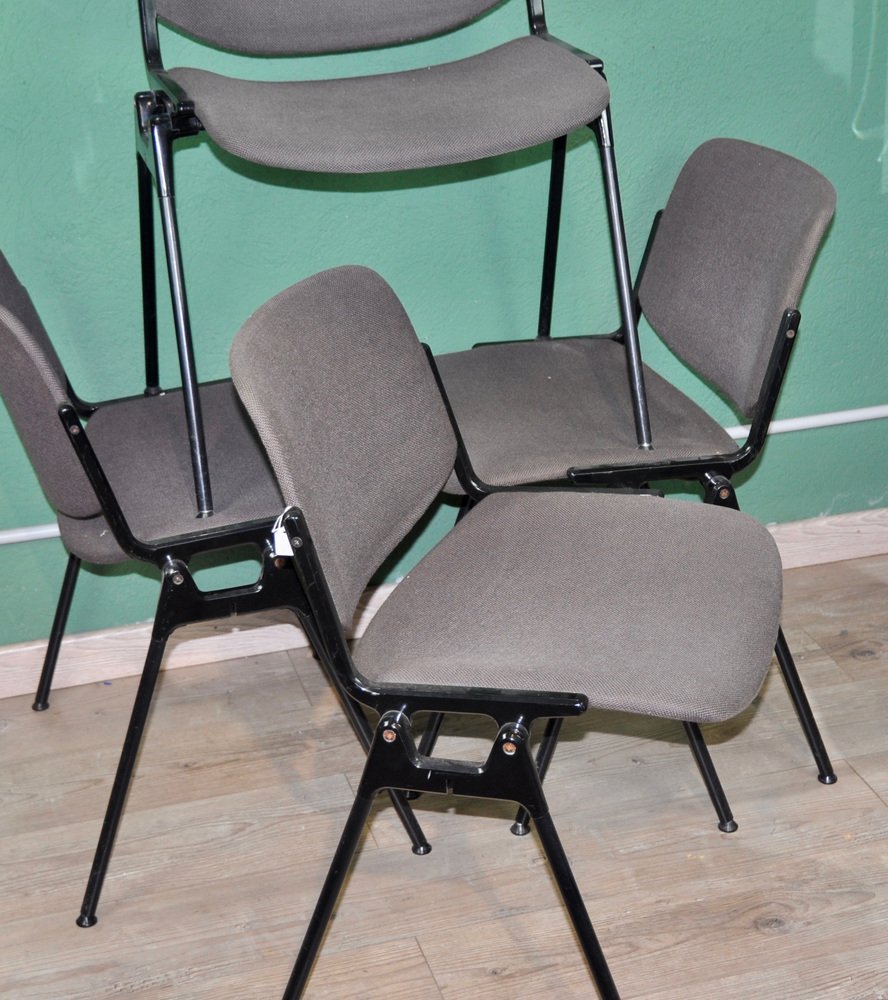 Black and Gray Castelli Chairs by Giancarlo Piretti, 1970s, Set of 4 ...
