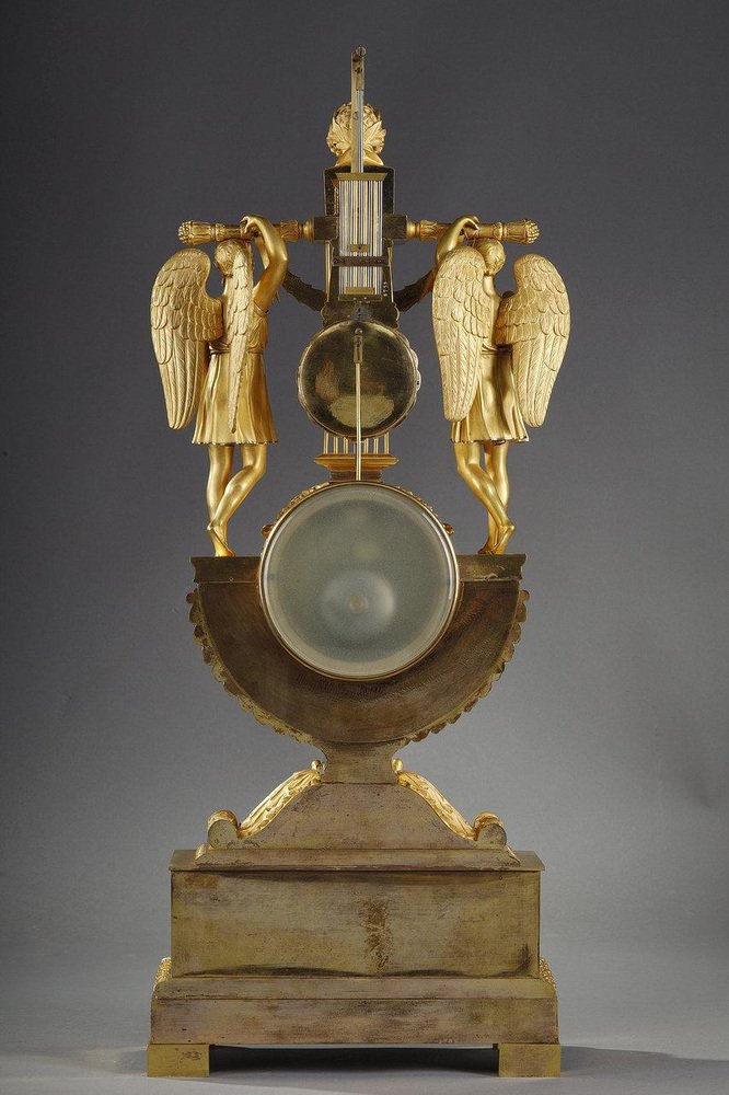 Empire Period Gilt Bronze Lyre-Clock with a Bust of Homer, 1810s for ...