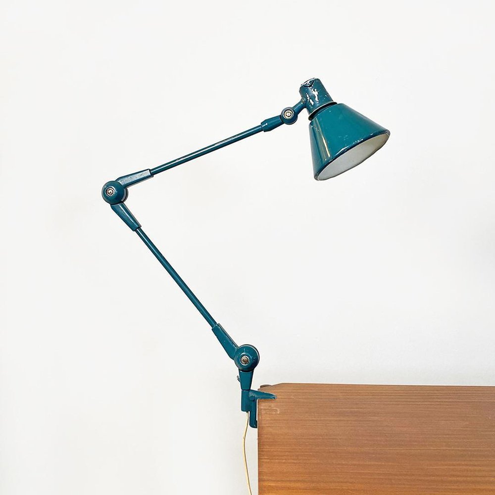 Mid-Century Modern Italian Teal Colored Metal Aure Clamp Lamp by ...