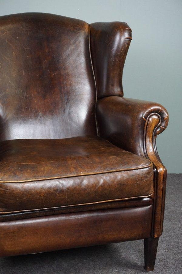 Vintage Leather Ear Chair for sale at Pamono