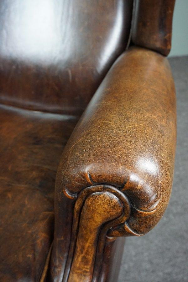 Vintage Leather Ear Chair for sale at Pamono