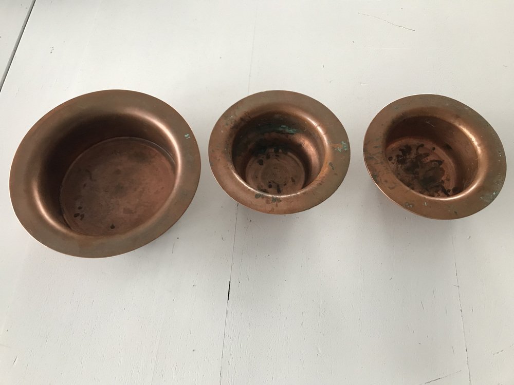 Vintage Copper Bowls, 1950s, Set of 3 for sale at Pamono