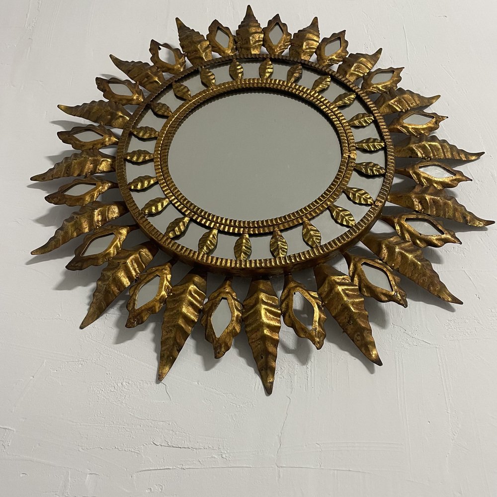Wrought Iron Sun Mirror, 1960 for sale at Pamono