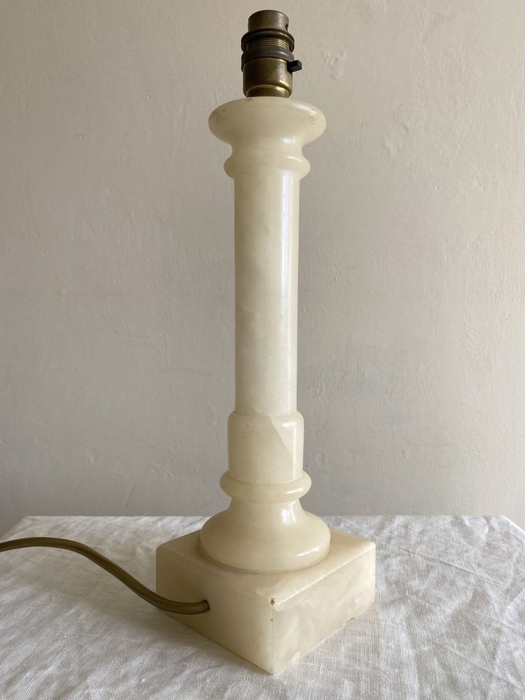 Alabaster Column Table Lamps, 1970s, Set of 2 for sale at Pamono