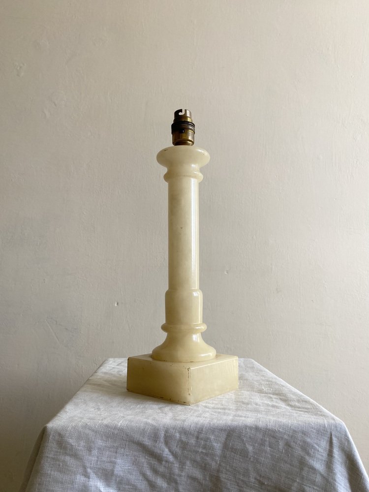 Alabaster Column Table Lamps, 1970s, Set of 2 for sale at Pamono