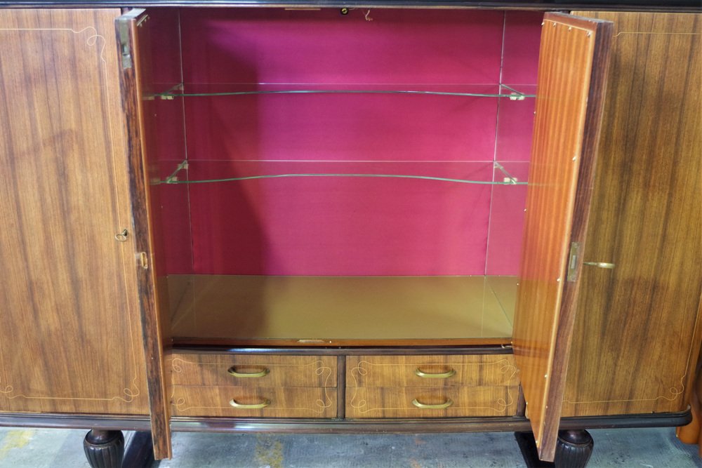 Mobile Sideboard in Cherry Veneered Wood, 1950s for sale at Pamono