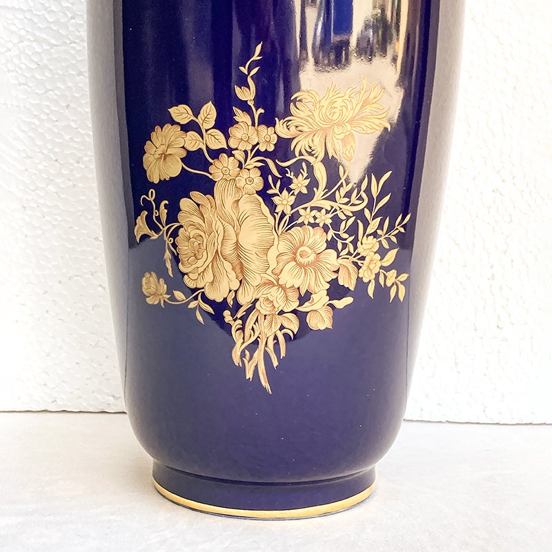 Mid-Century French Cobalt Blue Limoges Vase, 1950s for sale at Pamono