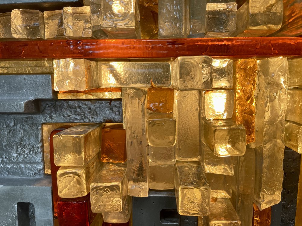 Large Italian Illuminated Brutalist Wall Sculpture by Akikaze for ...