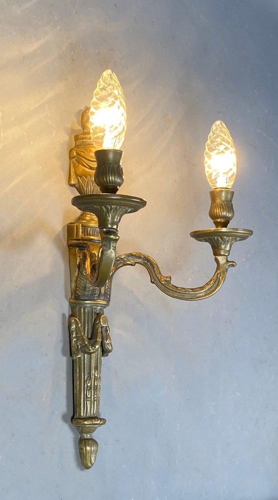 Large Antique French Wall Sconce in Bronze, 1890s for sale at Pamono