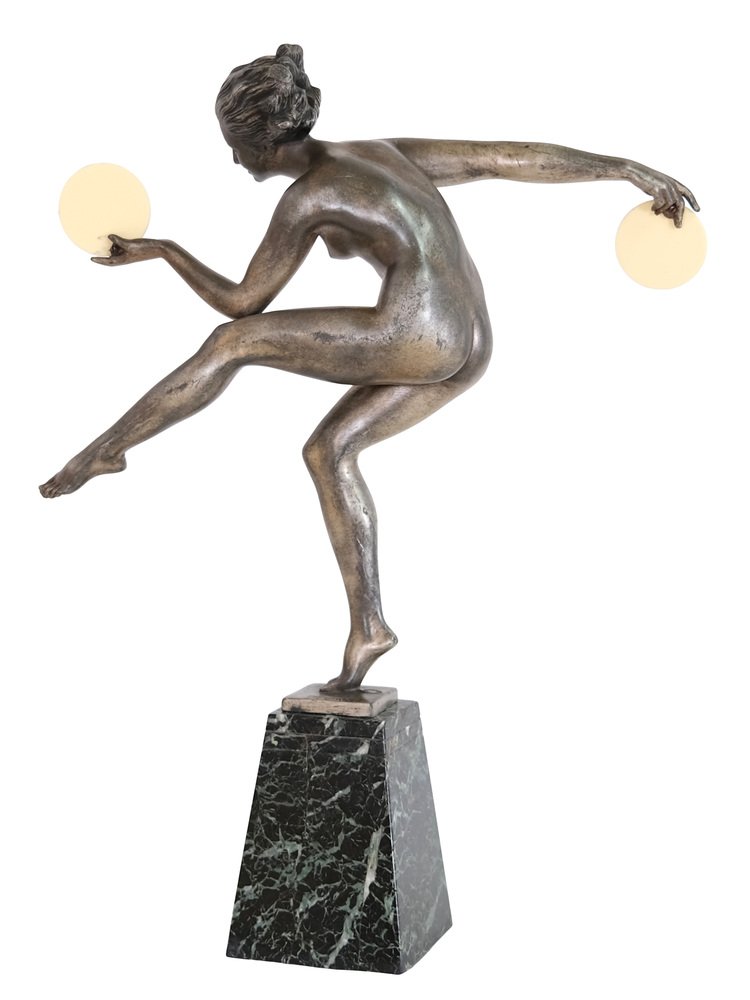 Art Deco Pagan Dancer Skulptur von Derenne für Max Le Verrier, 1920er ...