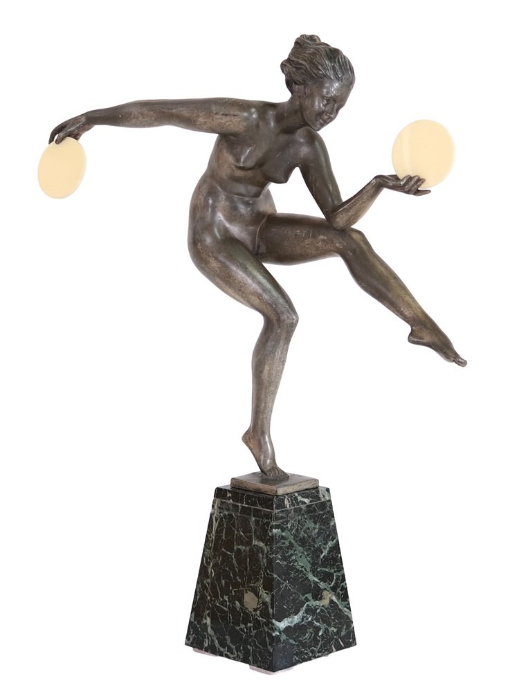 Art Deco Pagan Dancer Skulptur von Derenne für Max Le Verrier, 1920er ...