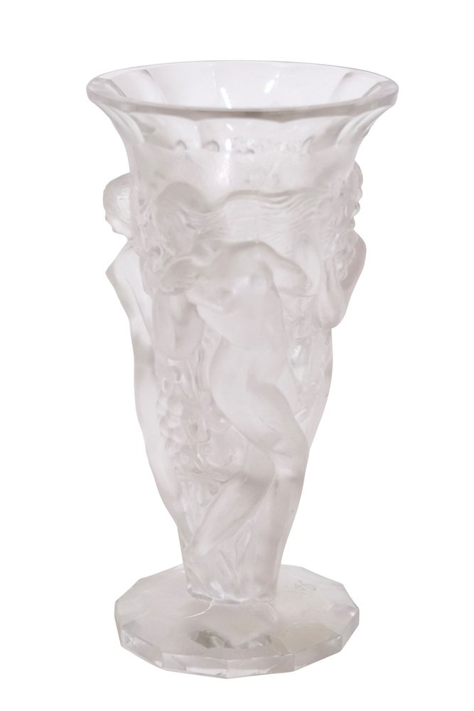 Art Deco French Glass Vase with Dancer Figures by Verlys, 1920s for ...