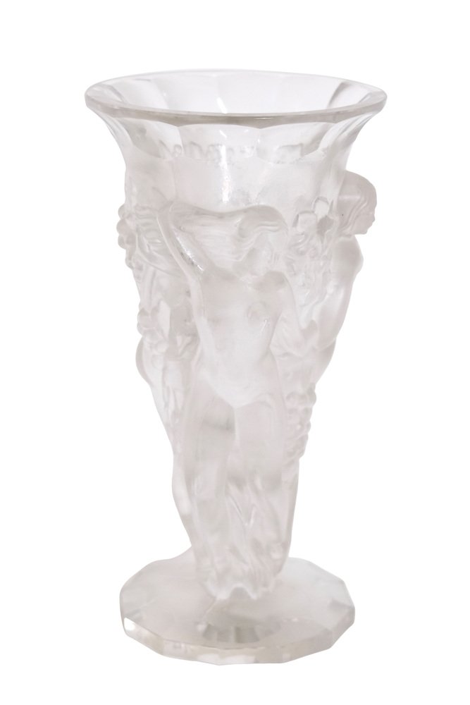 Art Deco French Glass Vase with Dancer Figures by Verlys, 1920s for ...