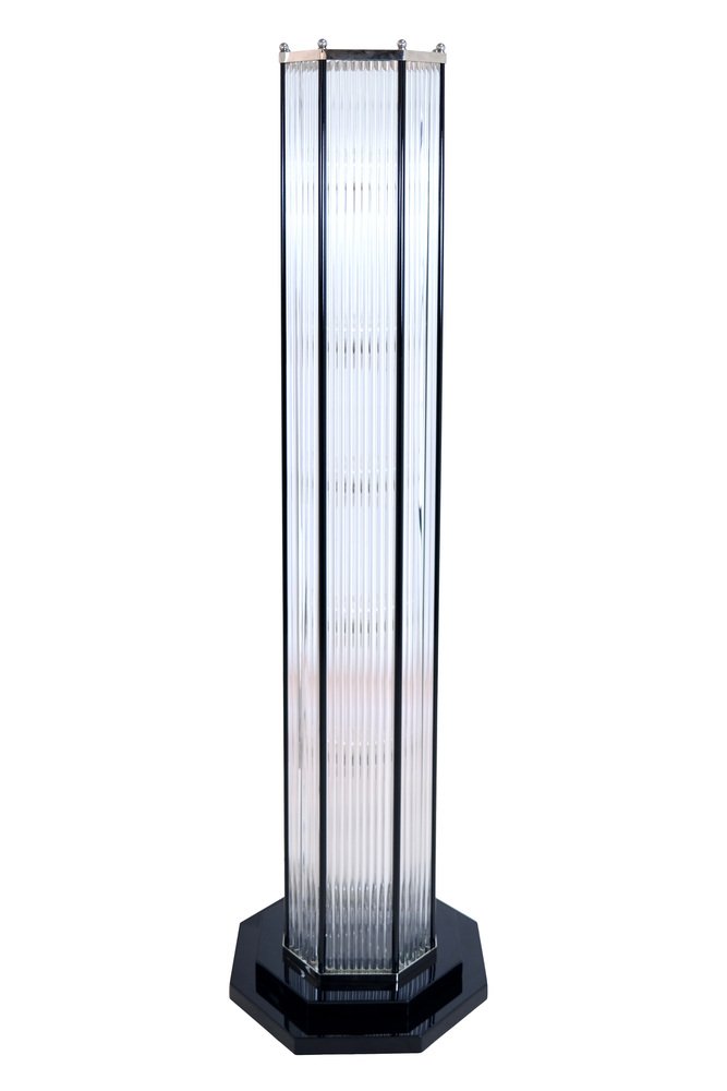 Art Deco Octagonal Floor Lamps with Glass Rods and Stepped Black Base ...