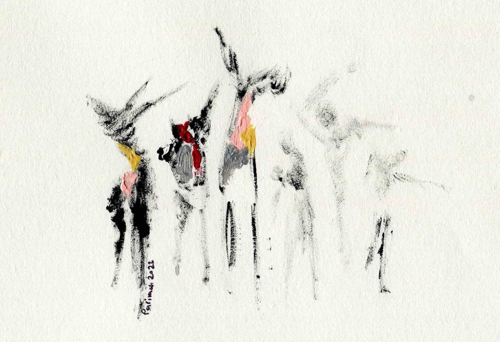 Parimah Avani, Red Song of Blood, China Ink and Acrylic Drawing, 2022 ...