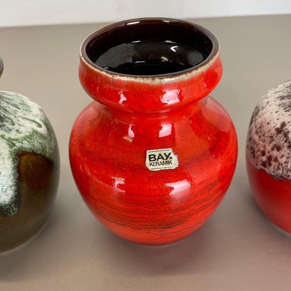 Fat Lava Op Art Multi-Color Pottery Vases from Bay Ceramics, Germany ...